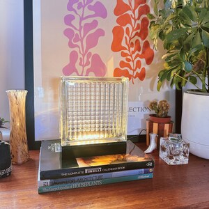 Glass Block LED Lamp, Stylish Ornament Light, Side Table Lamp, Square ...