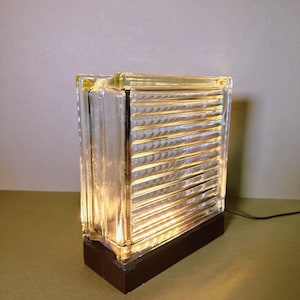Glass Block LED Lamp, Stylish Ornament Light, Side Table Lamp, Square ...
