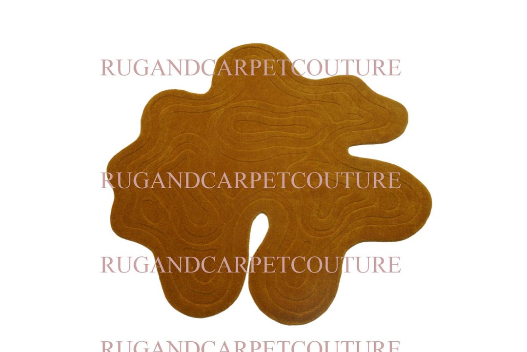 Hand-tufted Leo Organic Freeform Rug Mustard Gold With Contour Carving ...