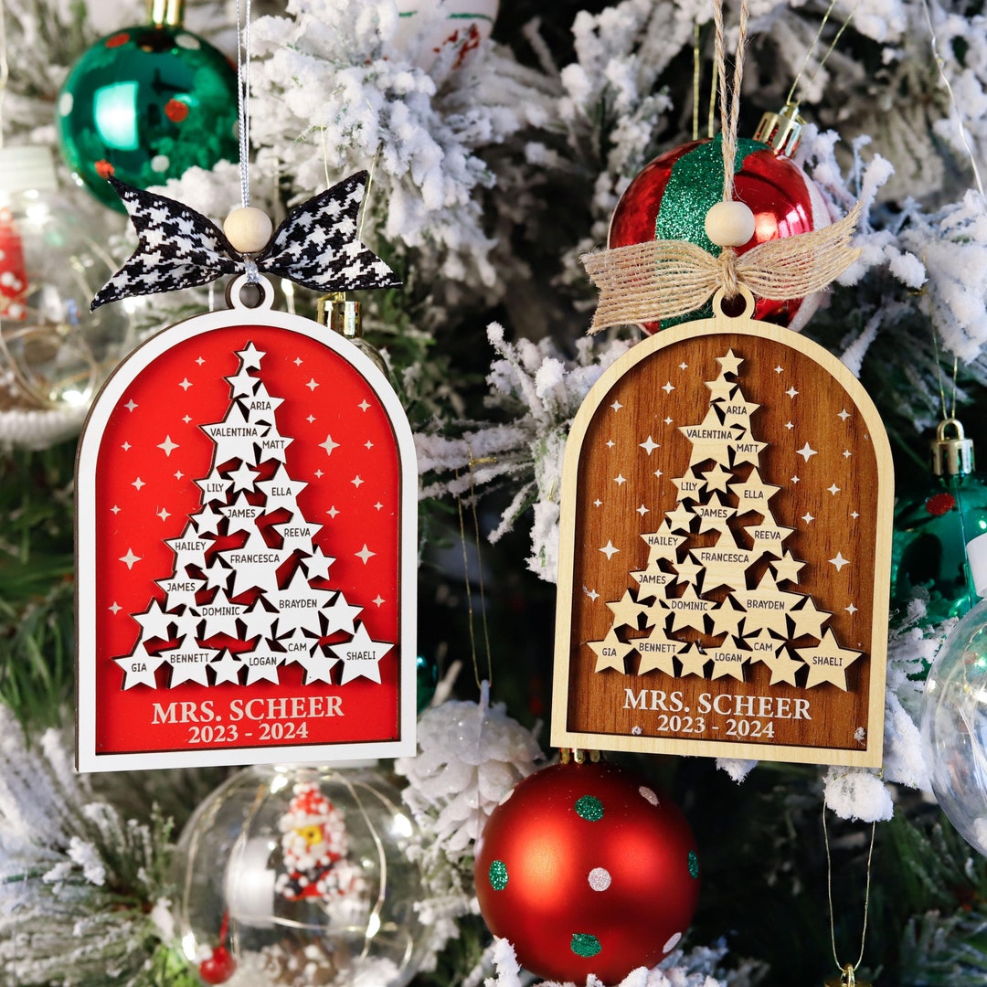 Teacher Christmas Ornament Personalized Class List Ornament Christmas ...