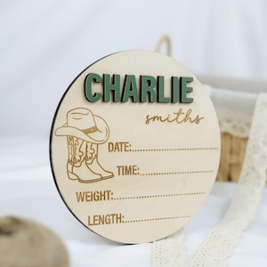 Cowboy Baby Sign, Cowboy Baby Birth Stats Board, Western Baby Wooden ...