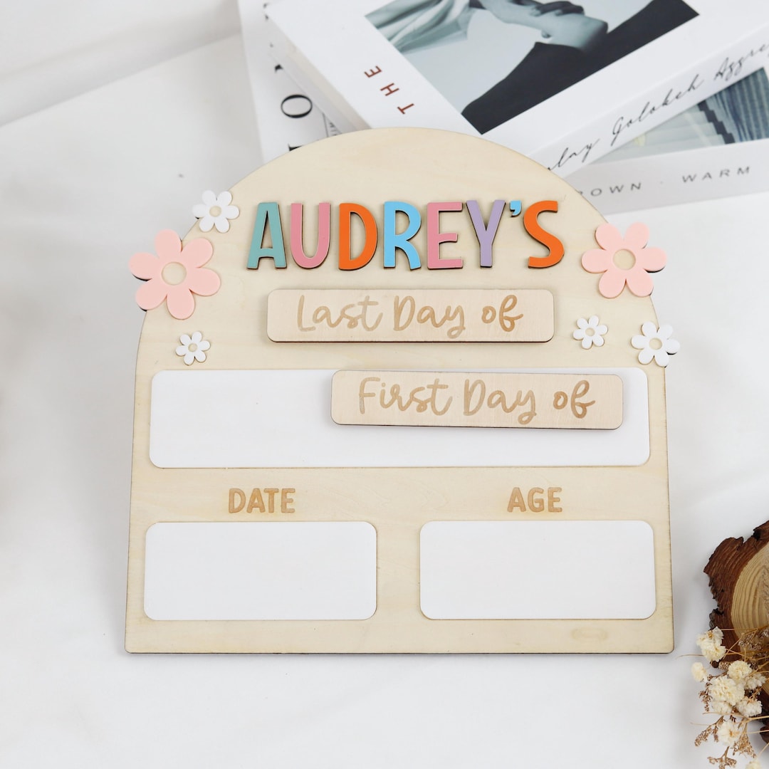 Custom Flowers First and Last Day of School Sign, Personalized Back to ...