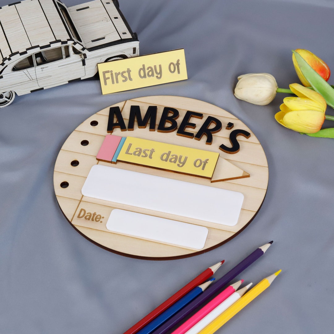 First Day & Last Day of School Wooden Pencil Sign Personalized Back to ...