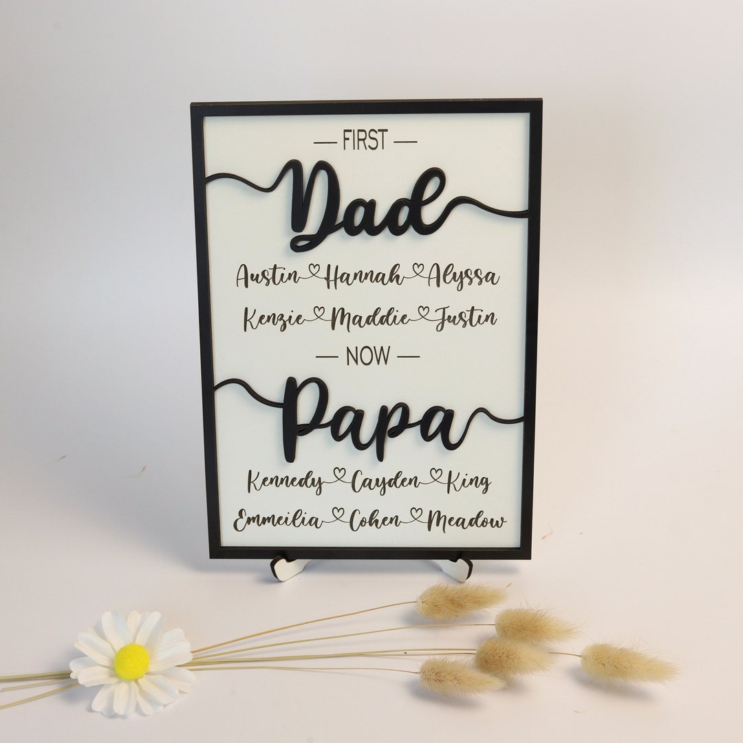 Custom First Dad Now Papa Wood Plaque, Dad 3D Sign, Fathers Sign ...