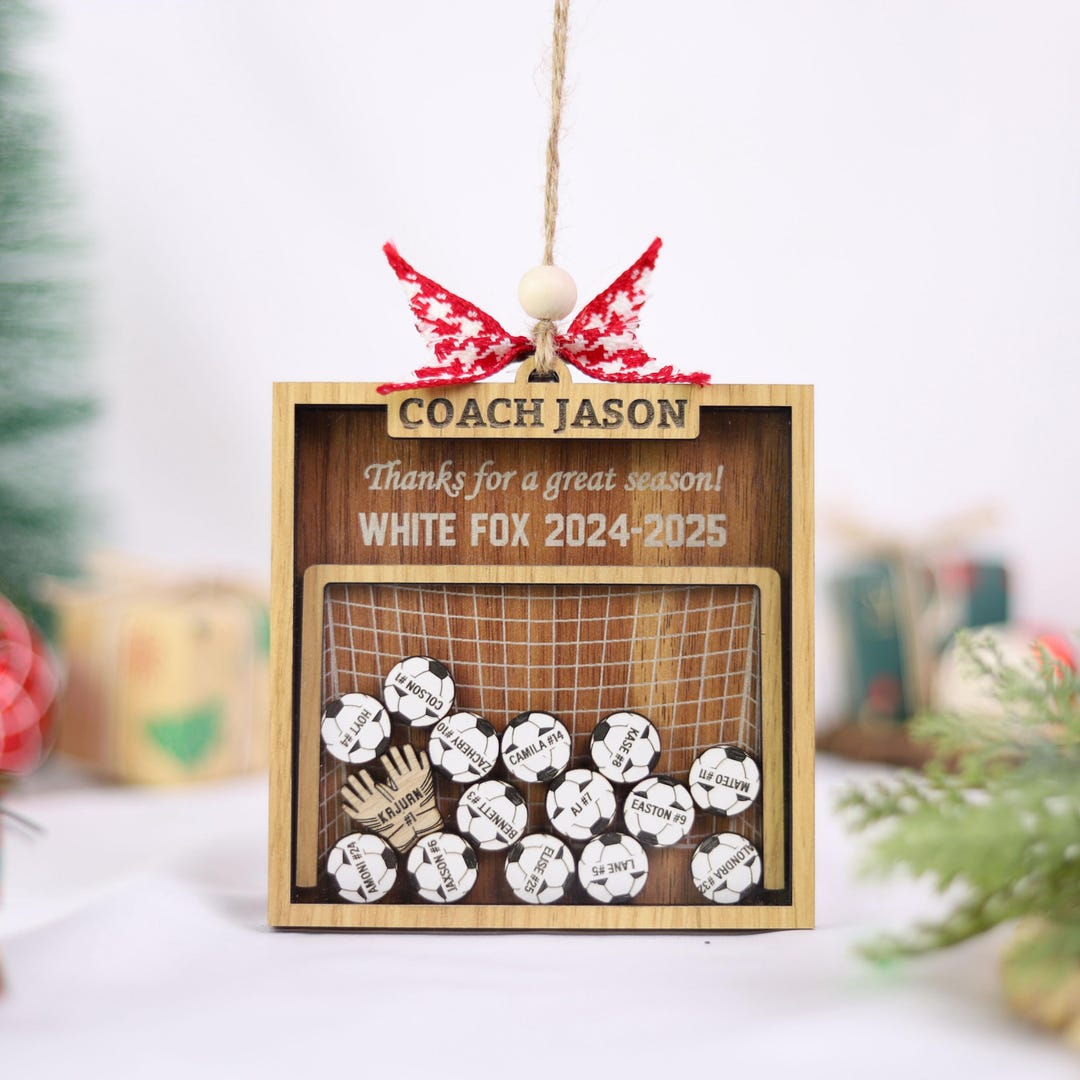 Personalized Soccer Coach Christmas Ornament: Laser Cut Wood Shaker - Etsy