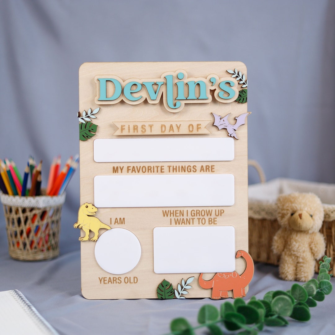 Reusable First Day of Preschool Sign Personalized Back to School Dry ...