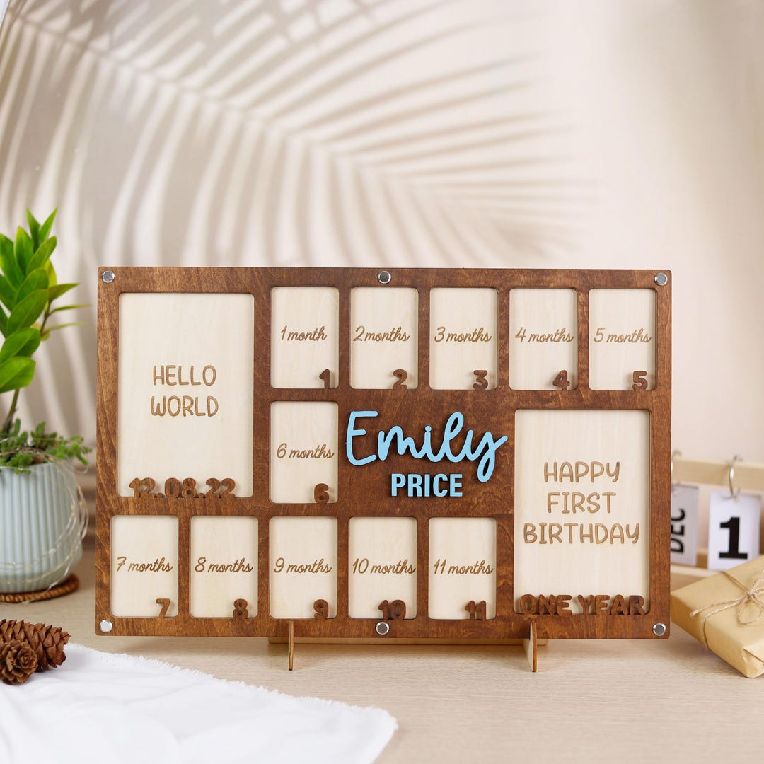 Newborn to One Year Baby Photo Frame, Personalized Baby Picture Frame ...
