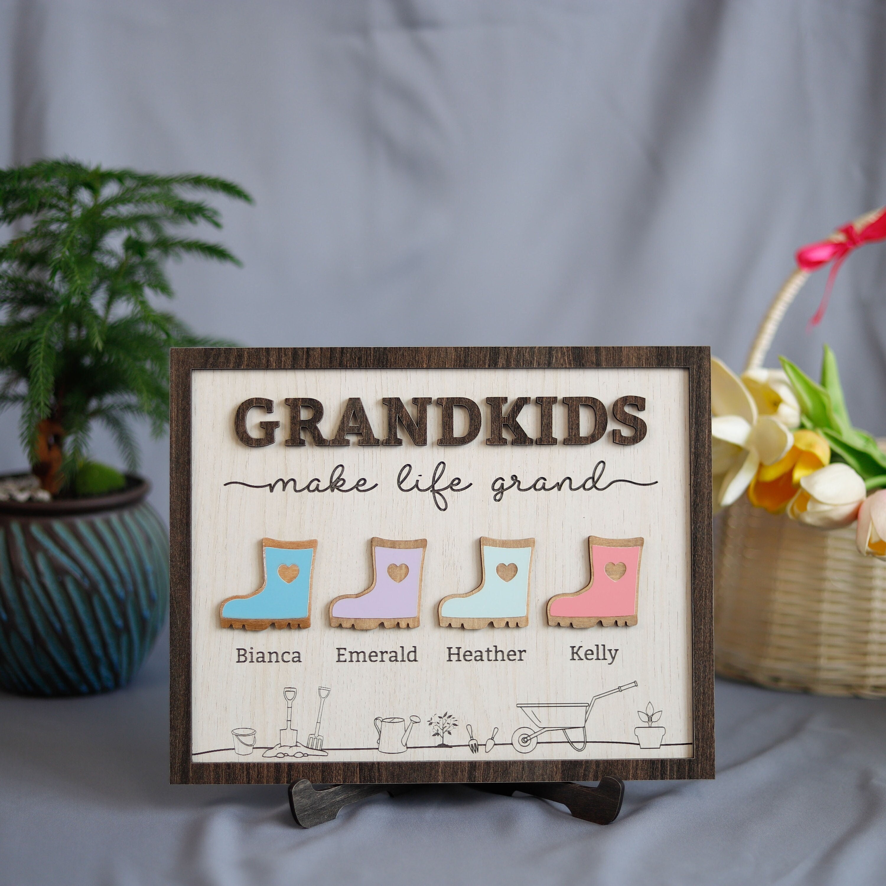 Personalized Grandma Wellies Boot Sign, Family Welly Wooden Frame ...