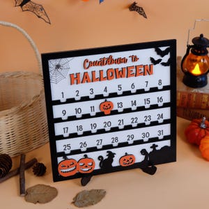 Halloween Countdown With Moveable Ghost, Halloween Wood Decorations ...