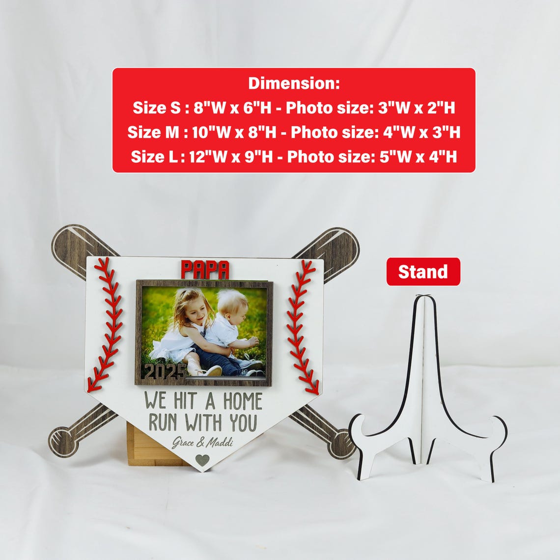 Personalized Papa Baseball Photo Frame Sign, We Hit A Home Run With You ...