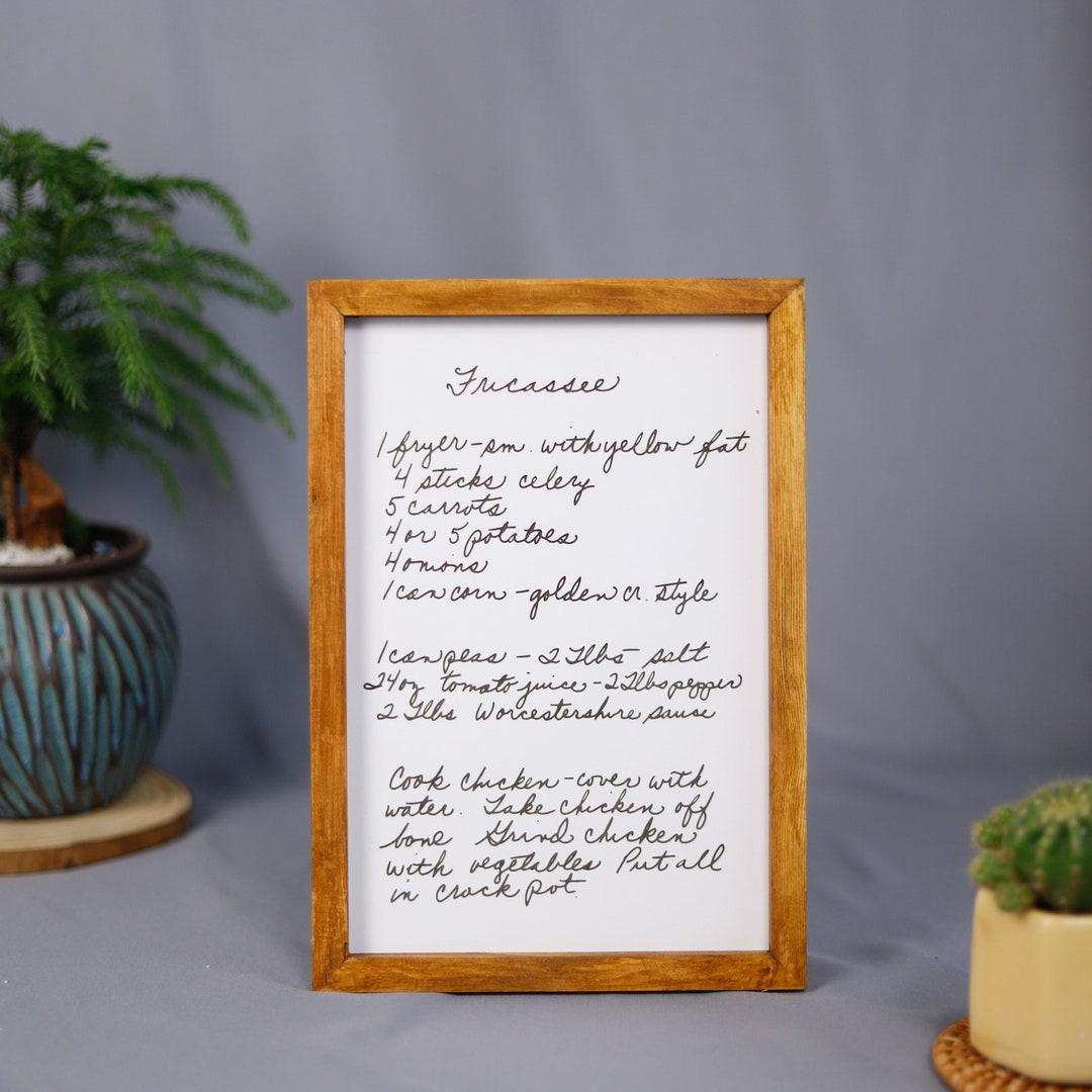 Personalized Your Handwritten Recipe Frame, Letter Transferred to Wood ...