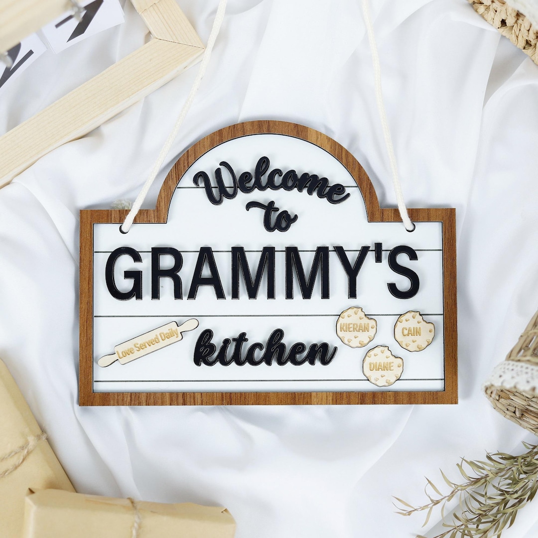 Welcome to Grammy's Kitchen Wooden Sign, Grandmas Kitchen Wall Hanging ...