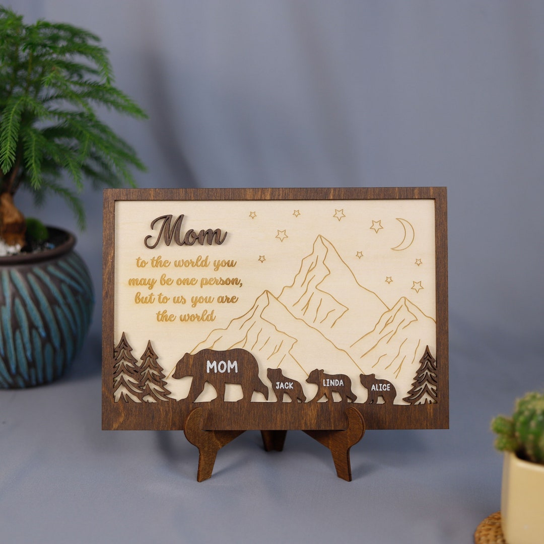 Custom Mother Bear Frame for Mothers Day Gift Personalized Mom Wooden ...