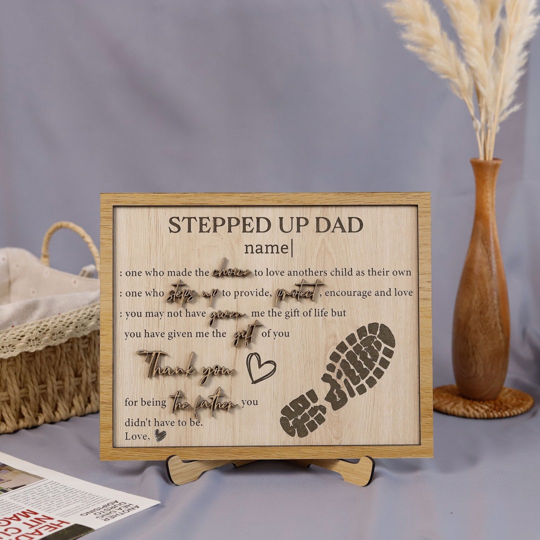 Stepped up Dad Personalized Wooden Gifts for Daddy From Kids, Father's ...