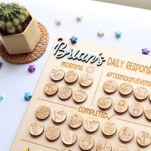 Wooden Daily Responsibilities Chart, Chore Chart for Kids, Visual ...