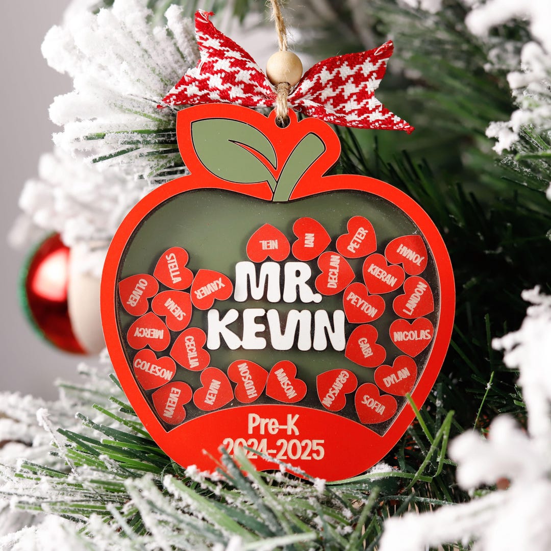 Teacher Shaker Ornament Personalized Class List Ornament Teacher ...