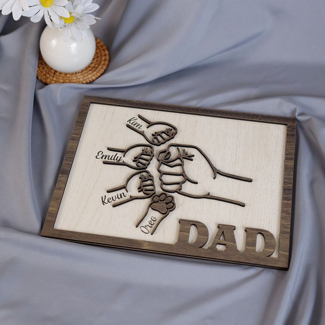 Fist Bump Dad and Kids Sign Personalized Dad Bump Wooden Frame for ...