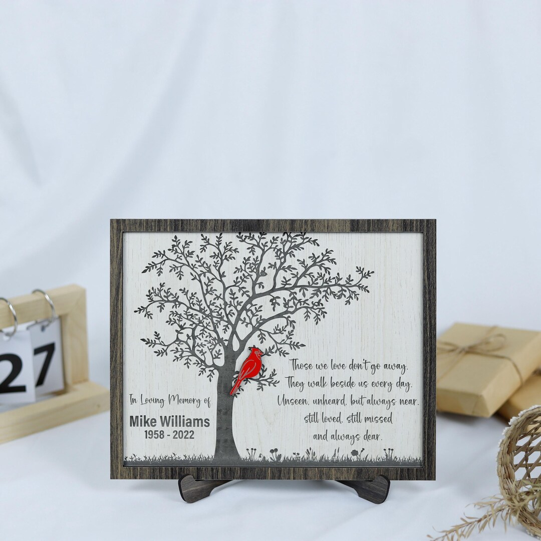 Cardinal Tree Memorial Wooden Sign, I Loving Memory Of, Condolence Gift ...