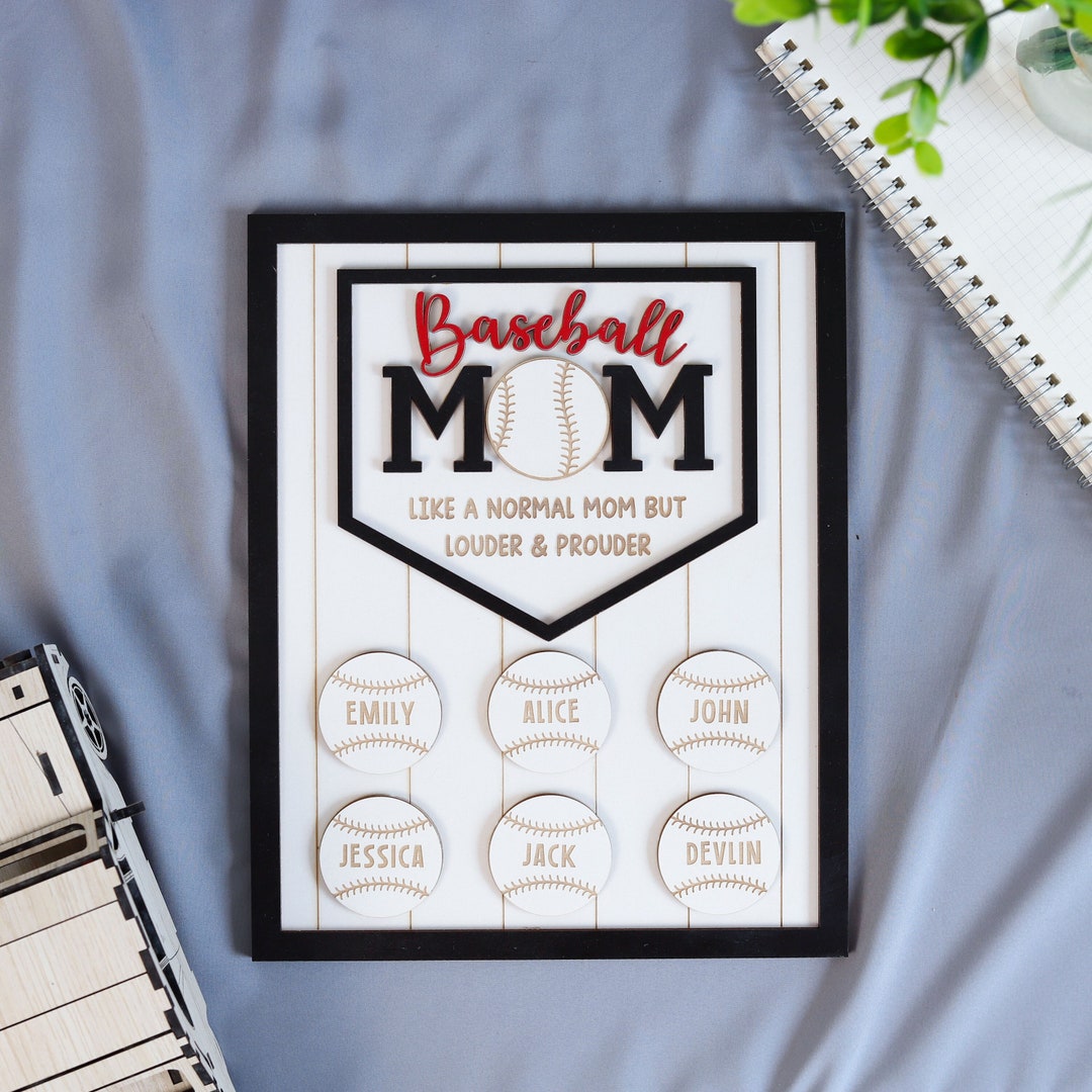 Custom Mom Baseball Wooden Sign Personalized Baseball Mothers Day Gift ...