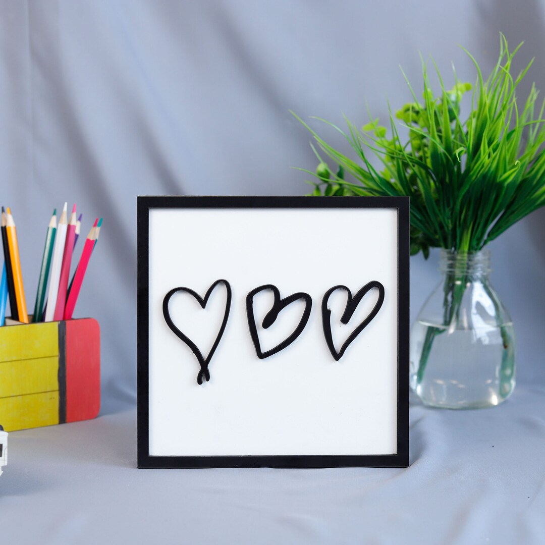 Personalized Heart Drawing Sign, 2-layered Keepsake Frame, Laser-cut ...
