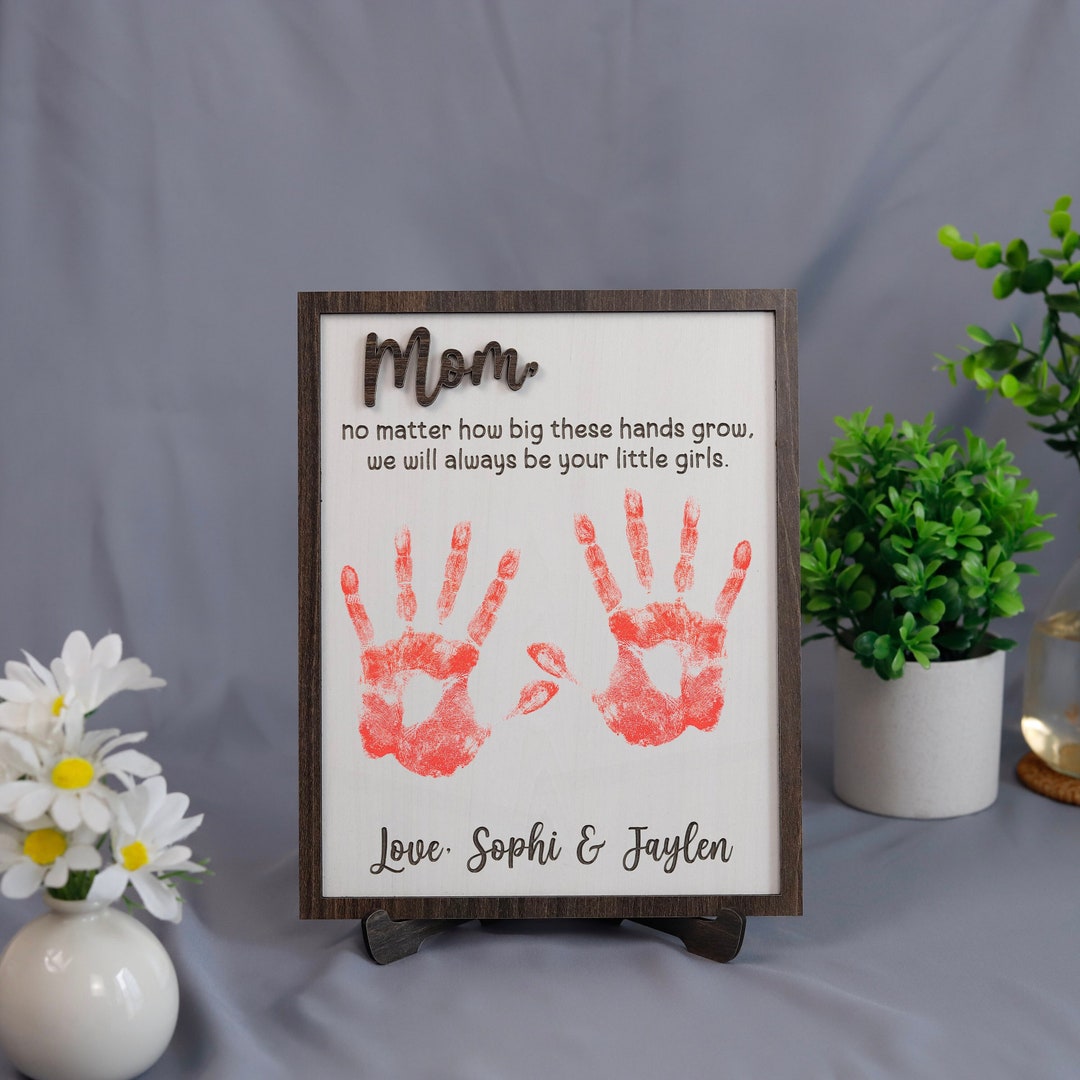 Custom DIY Mother Handprint Sign Personalized Mom Flower Bouquet From ...