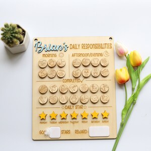 Wooden Daily Responsibilities Chart, Chore Chart for Kids, Visual ...