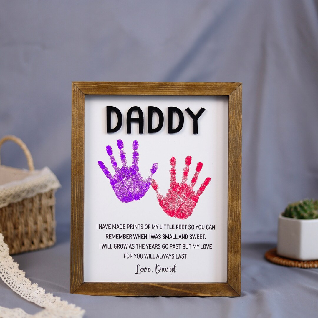 DIY Handprint Wooden Sign Personalized Father's Day Gift Handprint Kid ...