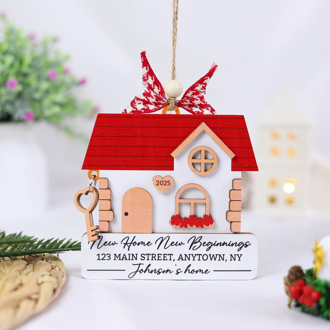 House Warming Gifts Laser Cut Wooden Ornament, Our First House Ornament ...