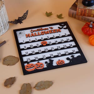 Halloween Countdown With Moveable Ghost, Halloween Wood Decorations ...