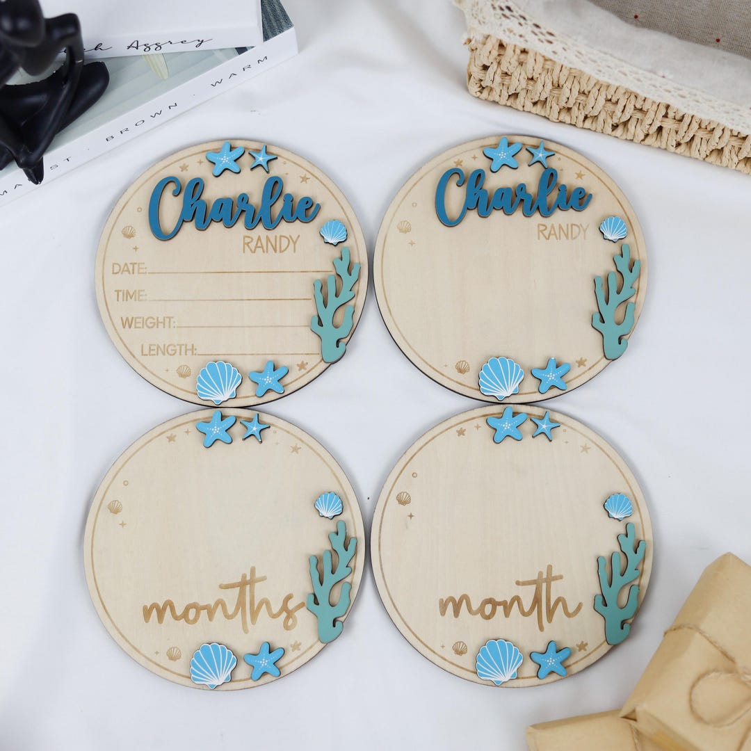 Mermaid Ocean Birth Announcement Sign, Custom Sea Ocean Baby Birth ...