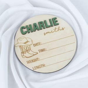 Cowboy Baby Sign, Cowboy Baby Birth Stats Board, Western Baby Wooden ...