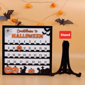 Halloween Countdown With Moveable Ghost, Halloween Wood Decorations ...