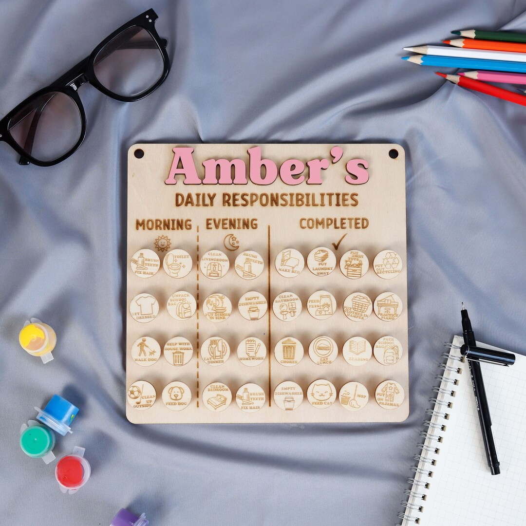 Daily Responsibilities Board Personalized Daily Chore Chart Custom ...
