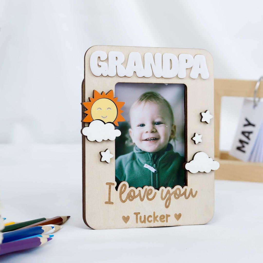 Custom Grandpa Magnetic Photo Frame, Dad Car Visor Clip, Custom Fathers ...