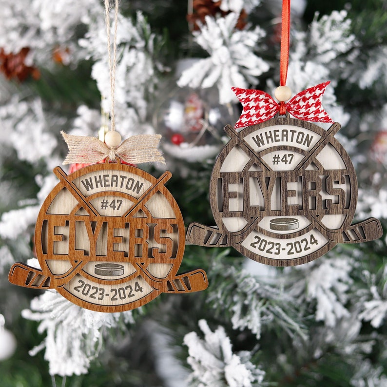 Hockey Christmas Ornament Personalized Engraved Wooden Sports Ornament ...