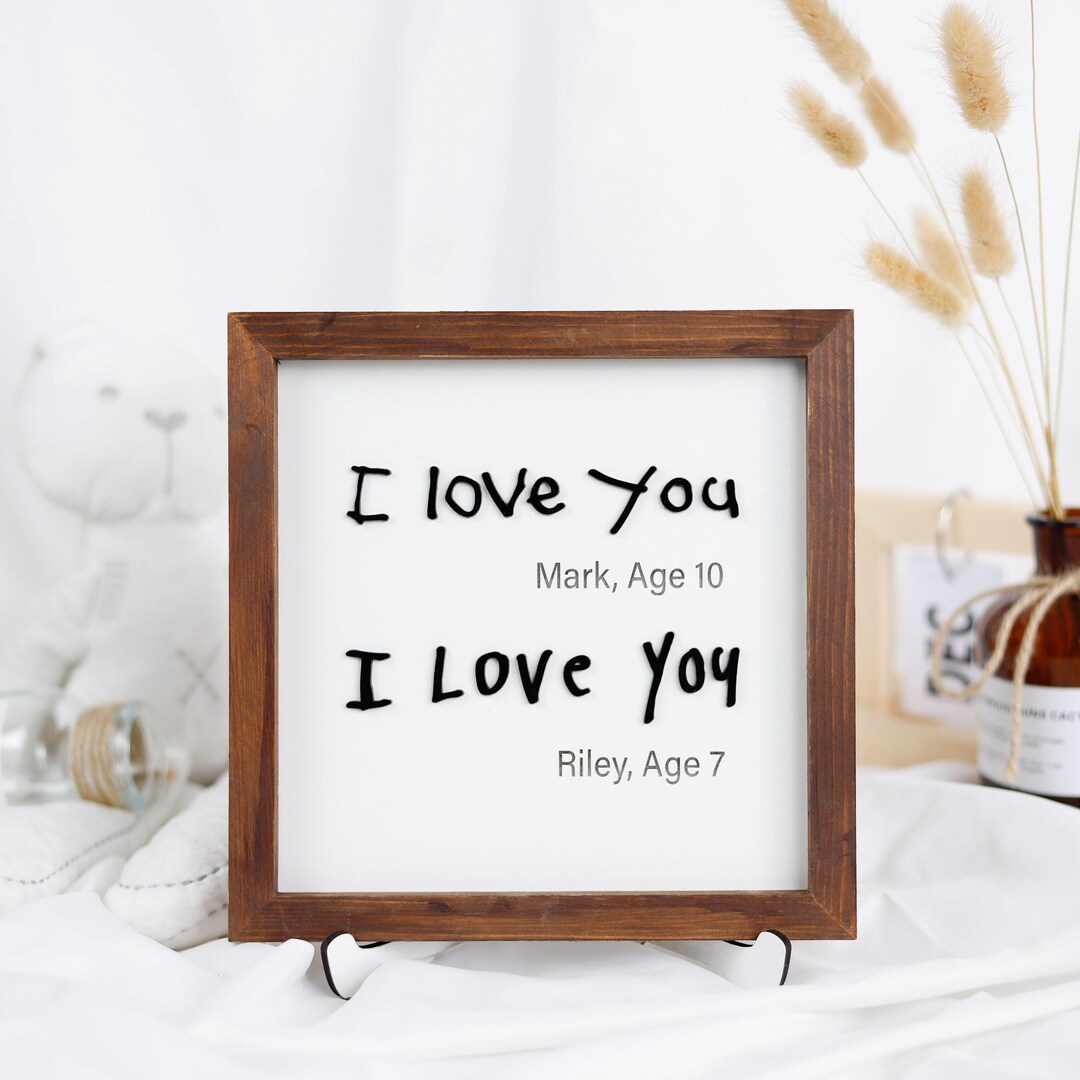 I Love You Framed Sign, Custom Kids Handwriting I Love You, Square 3D ...
