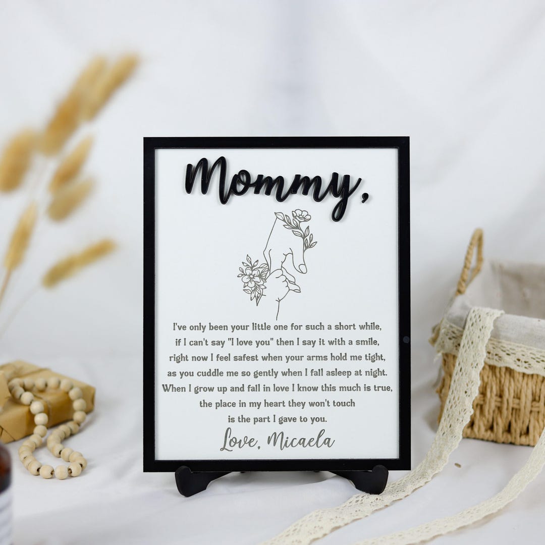 Mommy and Child Holding Hands, Thank You Mom Wooden Sign, Mom and Kids ...