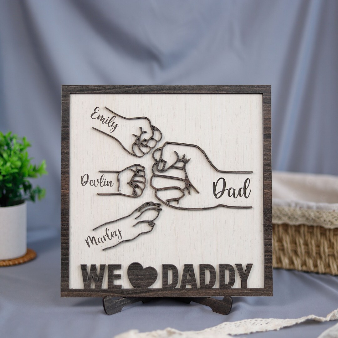 Fist Bump Dad and Kids Wooden Frame Personalized Baby Toddler Kid Fist ...