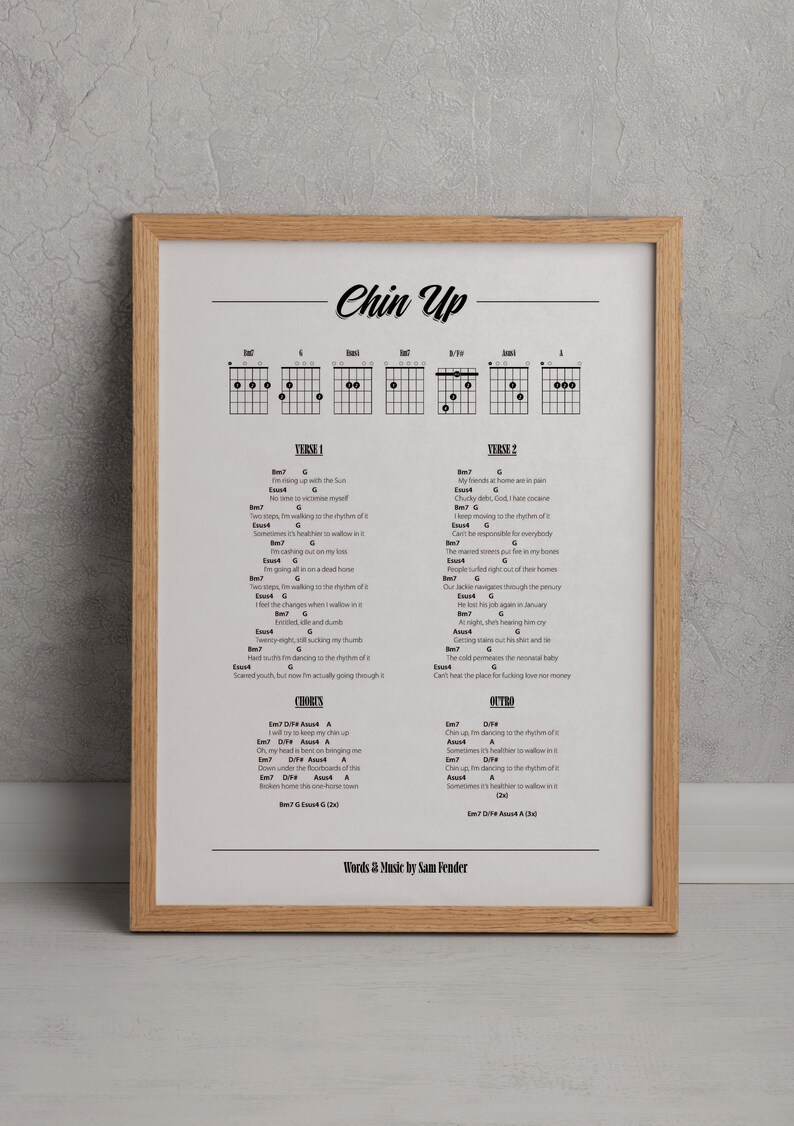 Sam Fender - Chin up - Guitar Chords Poster A3 - Etsy