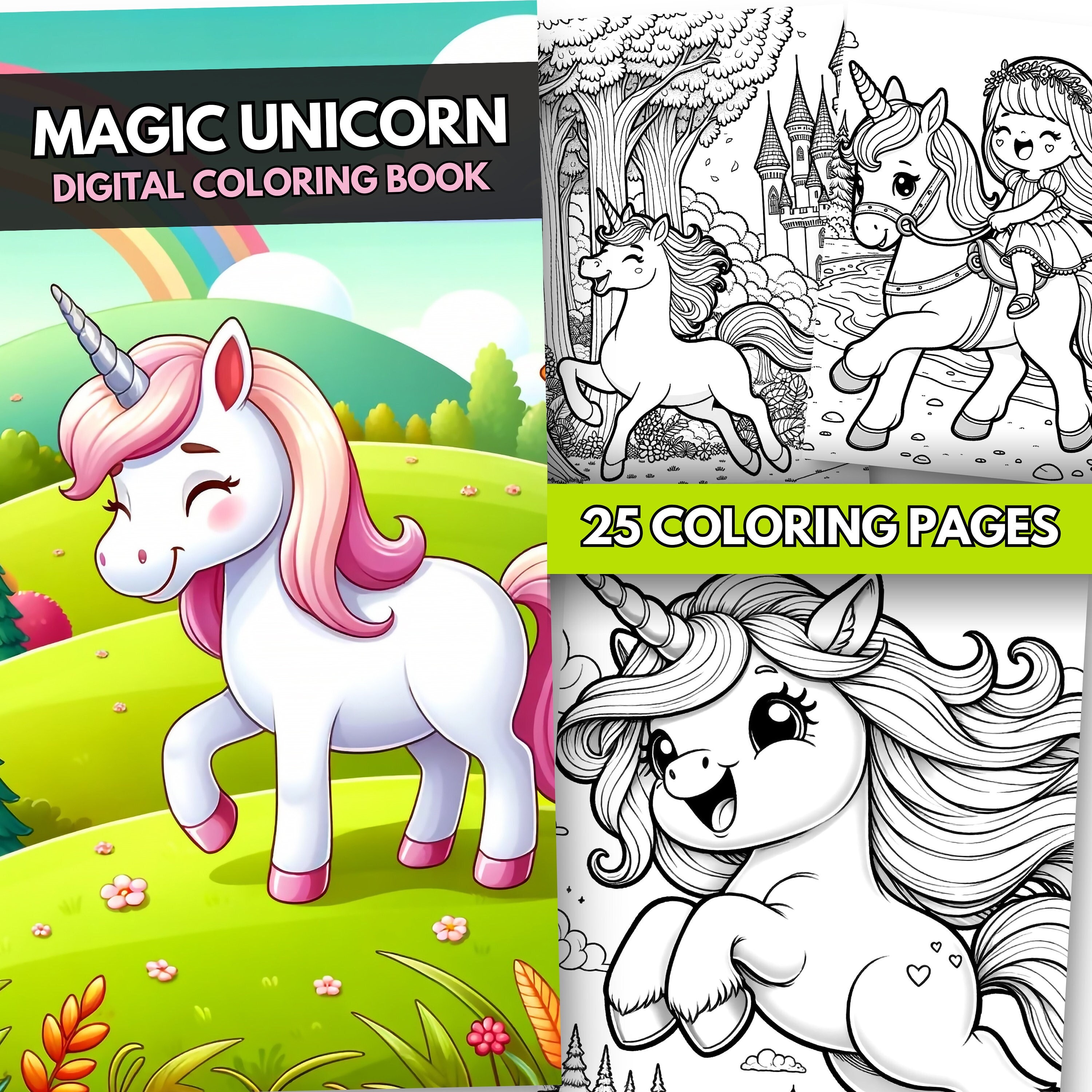 Unicorn Coloring Pages: 25 Magical Unicorns Coloring Book for Kids ...
