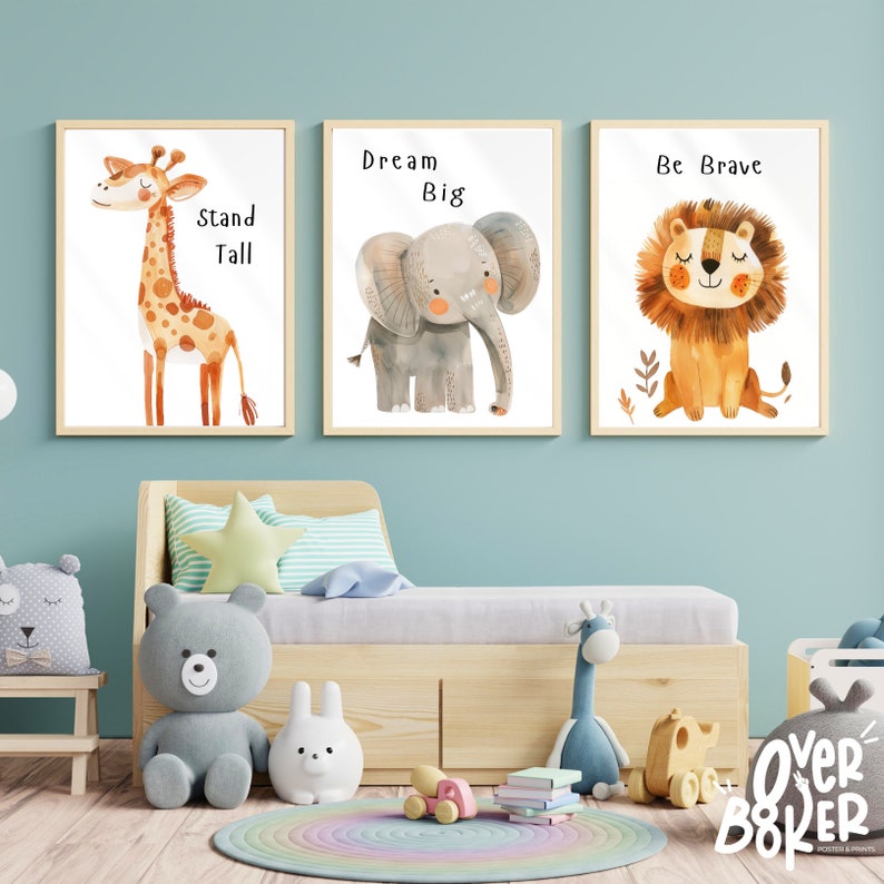 Safari Nursery Animal Prints Nursery Wall Art for Boys and Girls Stand ...