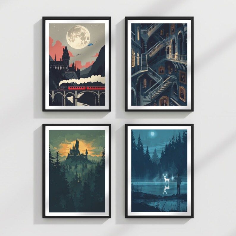 Set of 4 Printable Wizard Posters Magical Wizarding School Prints ...