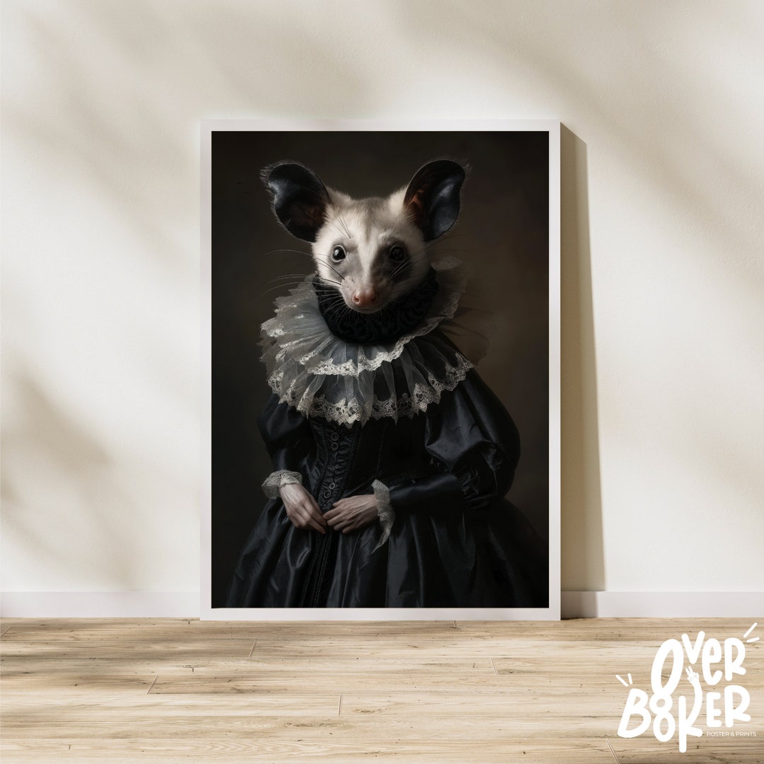 Gothic Opossum in Victorian Dress Poster Elegant Vintage Opossum Art ...