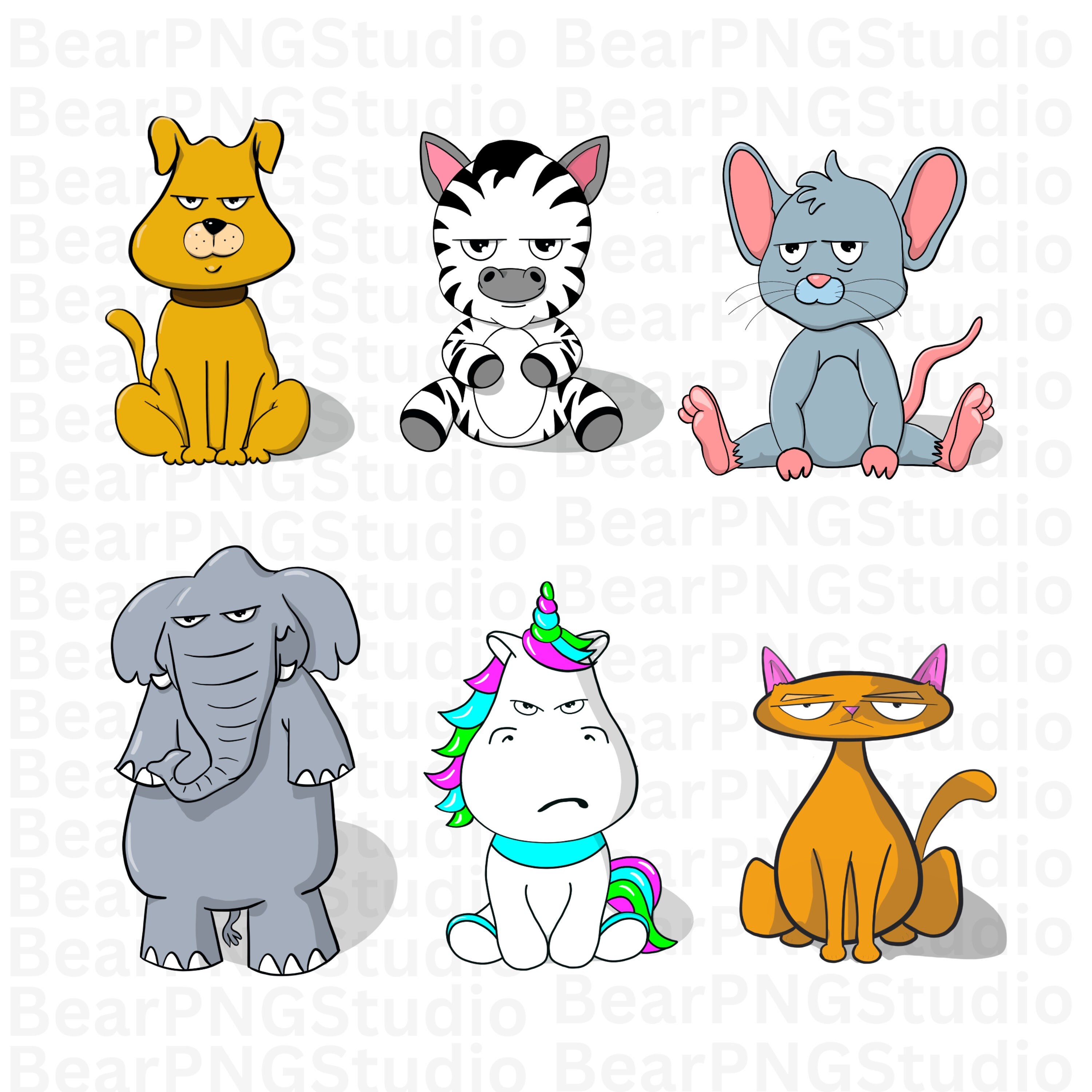 6 Grumpy Animal Png, Printable PNG, Digital Download, Animal Lover Png ...