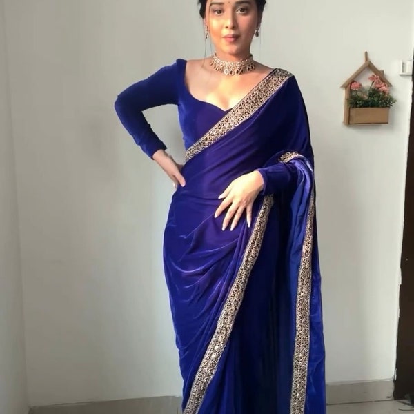 Buy VELVET SAREE Online In India - Etsy India