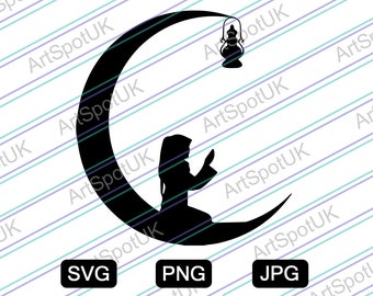Islamic Moon Muslim Cut File for Cricut, Silhouette PDF, PNG, Jpeg ...