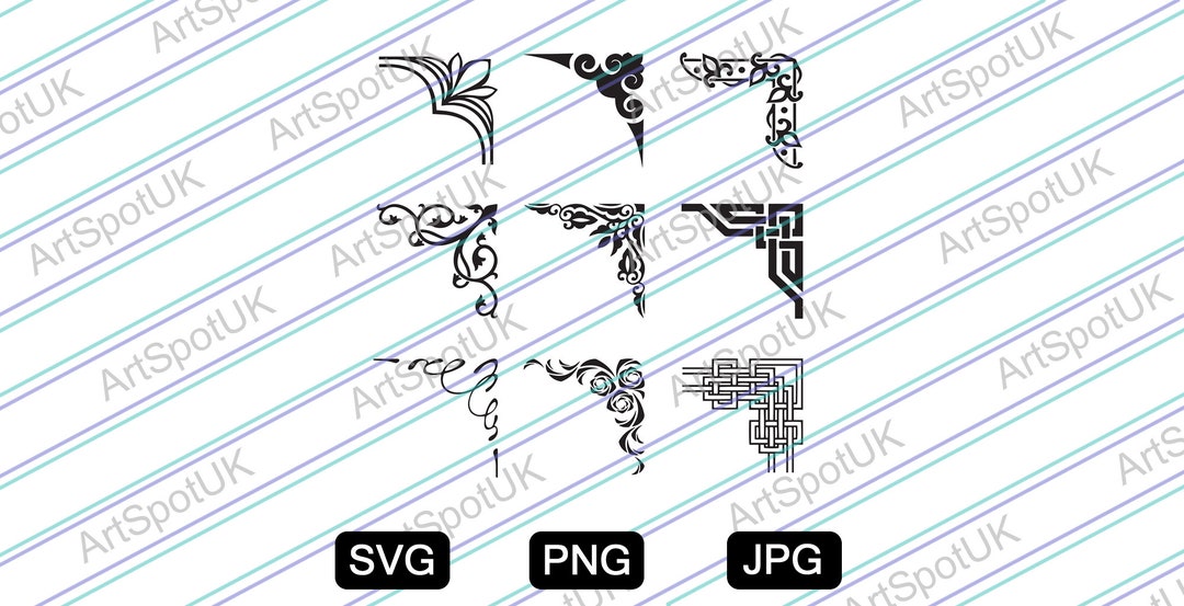 Corner Border Edges Vinyl Vector File SVG FORMAT for Cricut, Silhouette ...