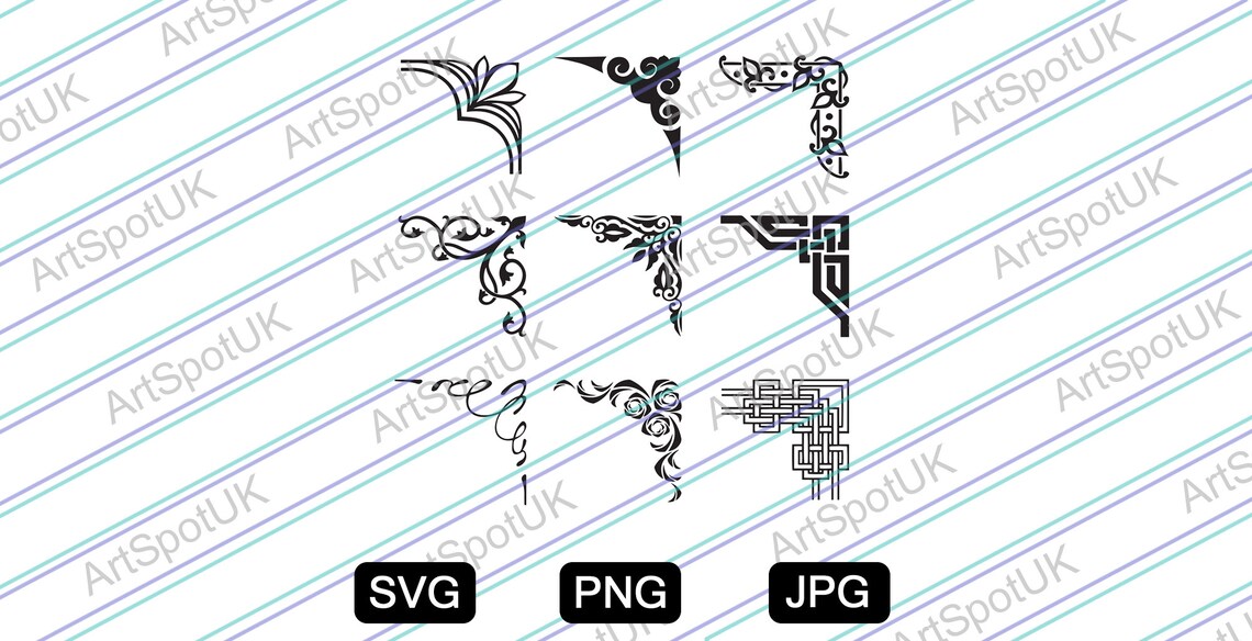 Corner Border Edges Vinyl Vector File SVG FORMAT for Cricut, Silhouette ...