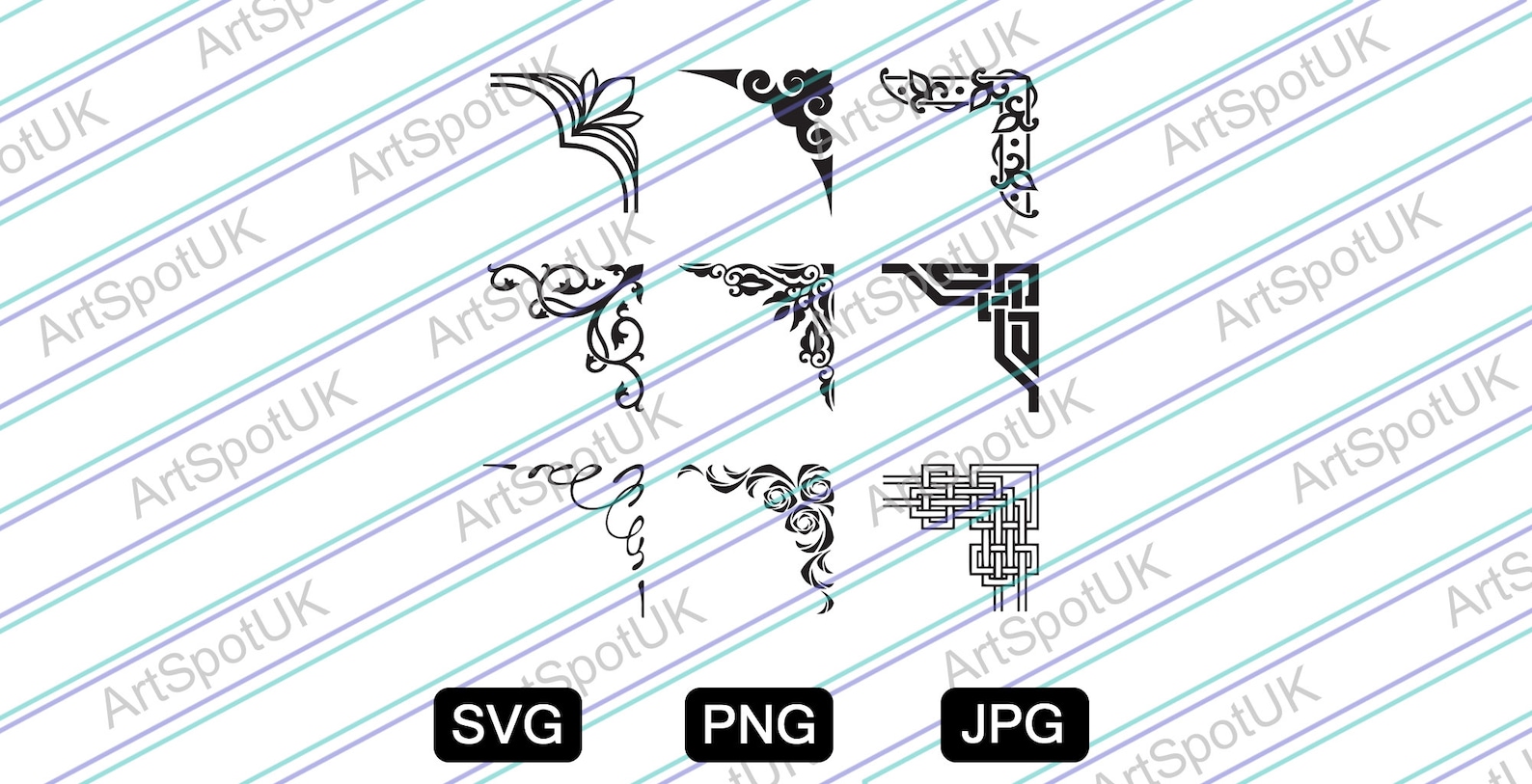 Corner Border Edges Vinyl Vector File SVG FORMAT for Cricut, Silhouette ...