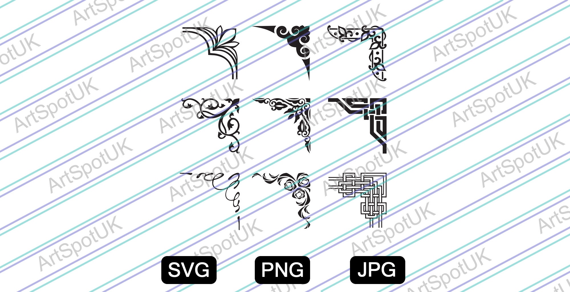 Corner Border Edges Vinyl Vector File SVG FORMAT for Cricut, Silhouette ...